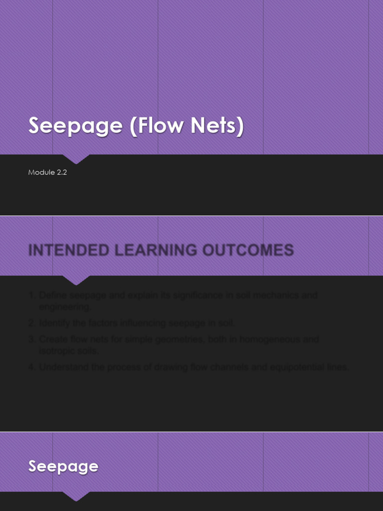 Module 2.2-Seepage (Flow Nets) | PDF | Soil Mechanics | Continuum Mechanics