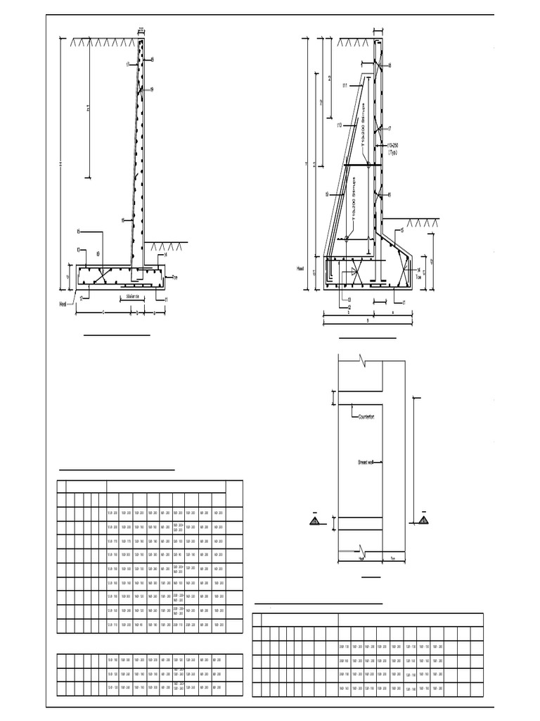 Cantilever Retaining Walls& Counterfort Rwalls-Model | PDF