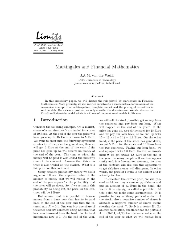 Martingales in Financial Mathematics | PDF | Expected Value | Option (Finance)