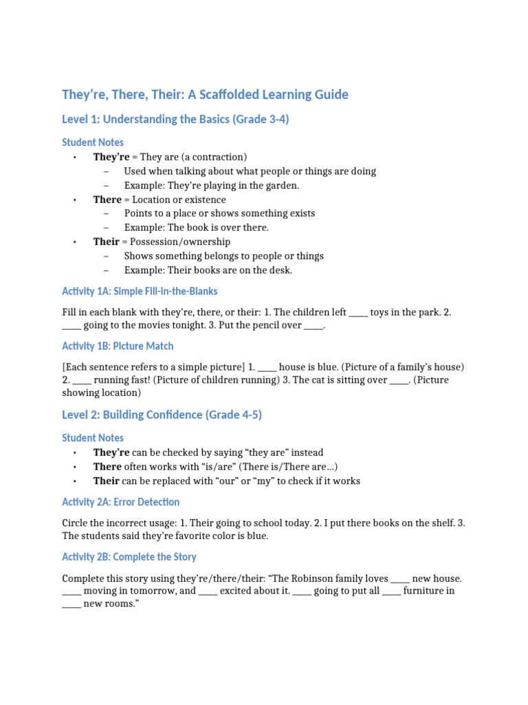 theyre-there-their-lesson | PDF | Noun | Linguistics