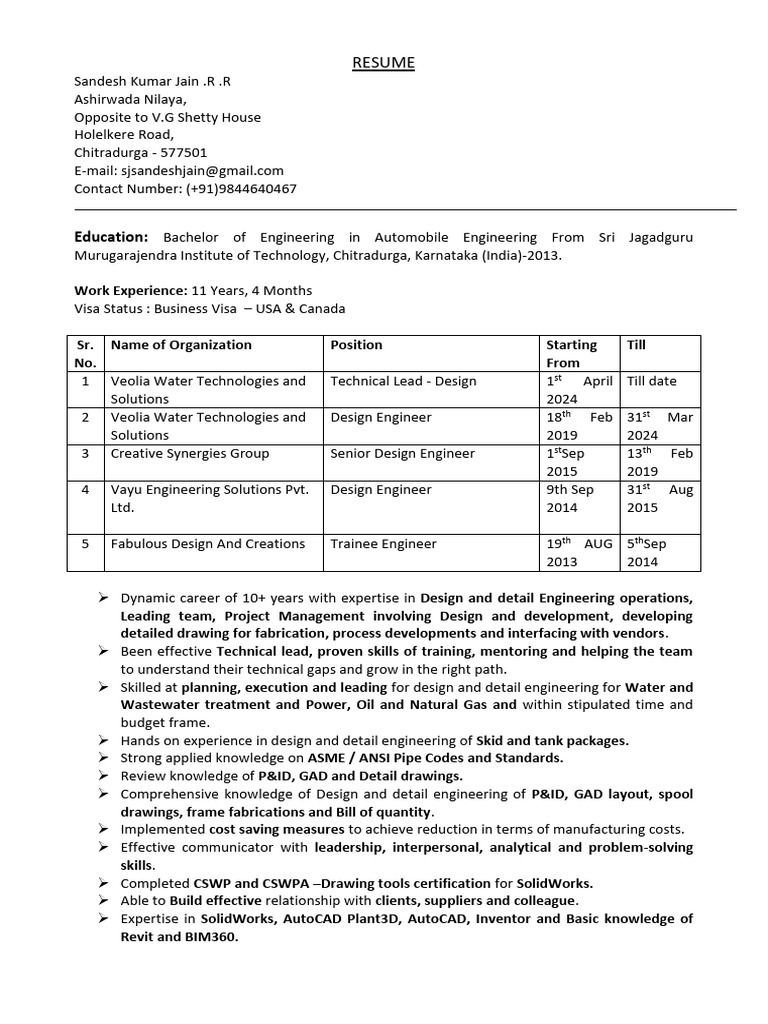 Sandesh Kumar - Mech Design Engineer | PDF
