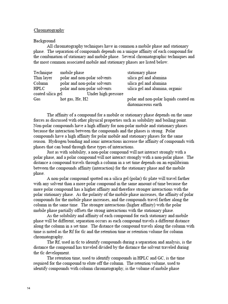 TLC and Column Chromatography | PDF | Thin Layer Chromatography ...
