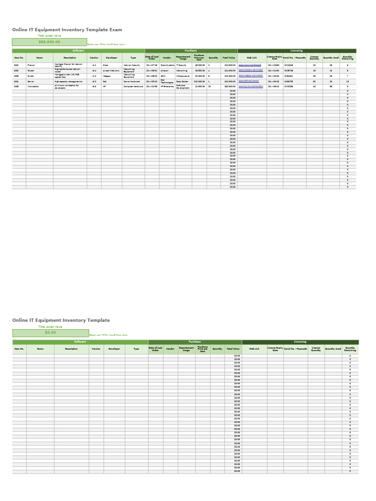 IC Online IT Equipment Inventory Template 12211 - Example | PDF ...