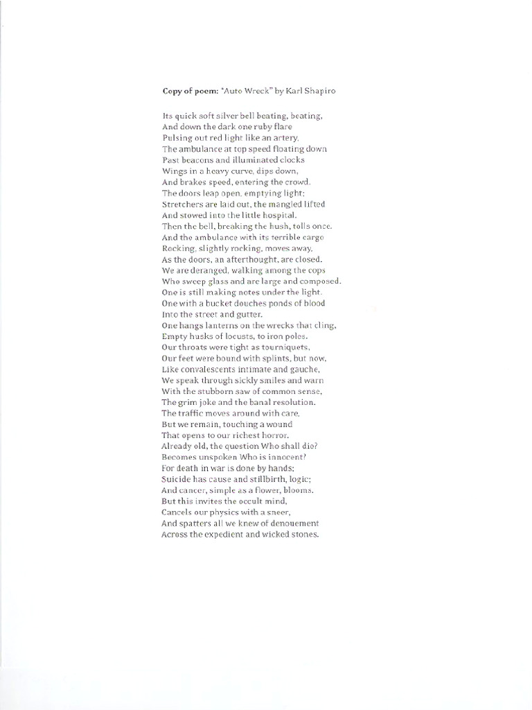 Auto Wreck Poem | PDF