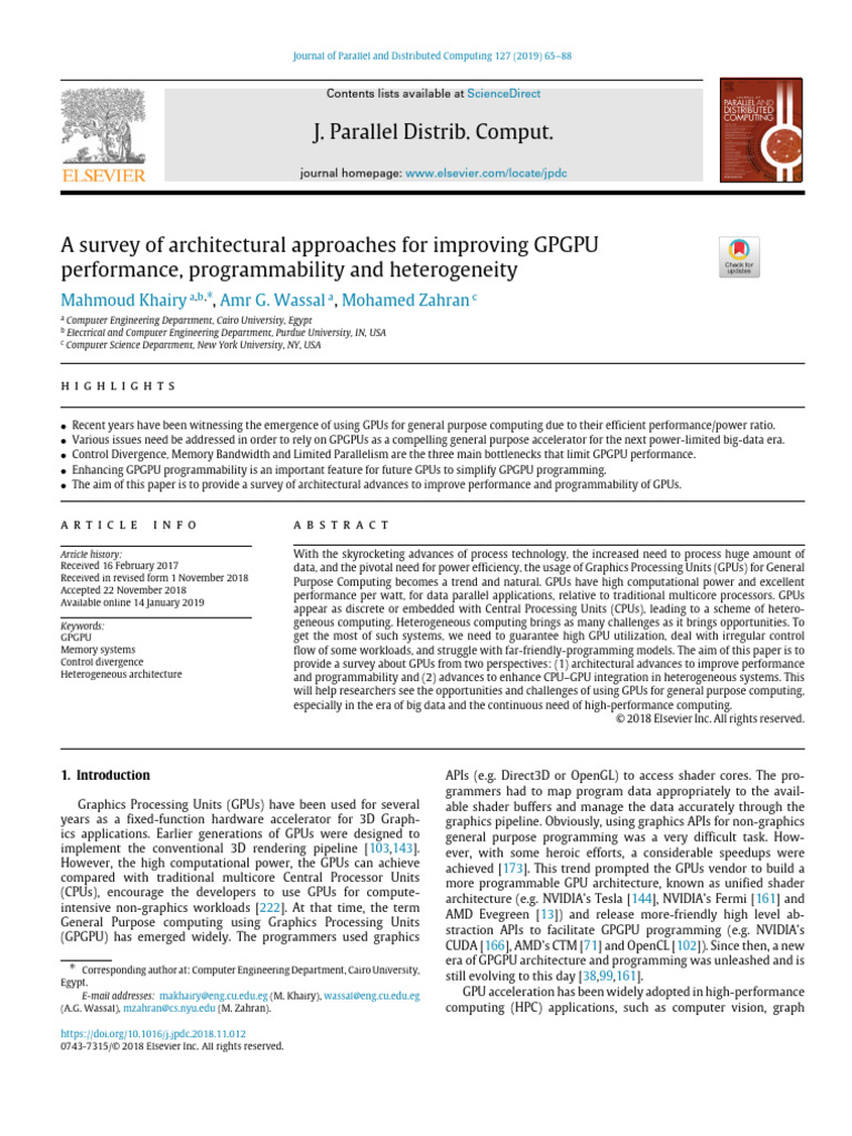 A Survey of Architectural Approaches For Improving GPGPU | PDF | Graphics Processing Unit ...