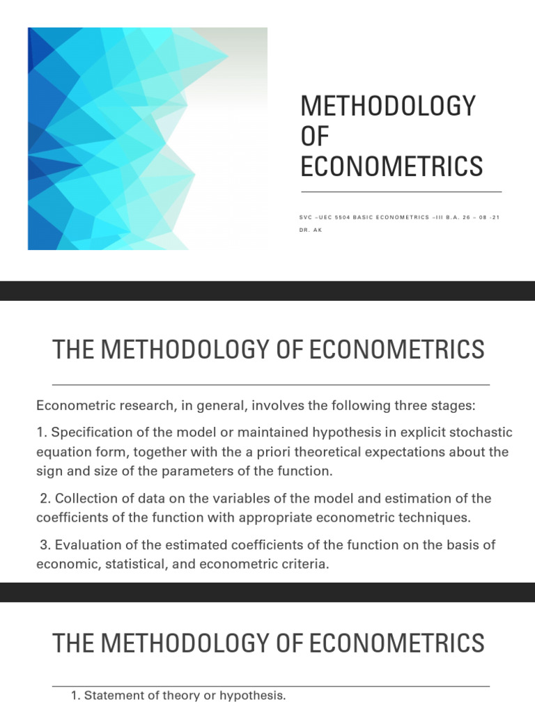 SVC 6-7-8 - Methodology of Econometrics-III Ba 26-08-21 | PDF