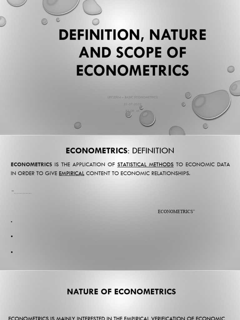 Nature and Scope of Econometrics - Uec5504 - 21-07-2022 | PDF | Econometrics | Economics