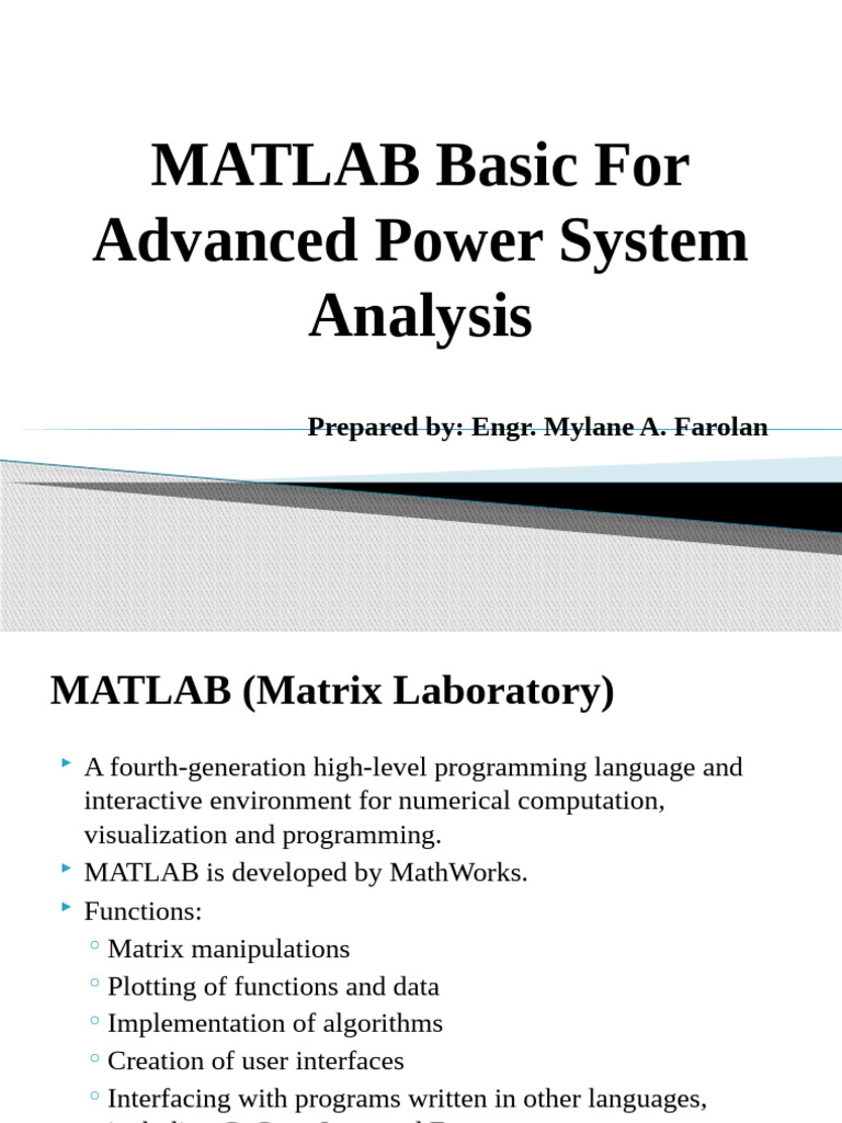 Presentation_MatlabModified | PDF | Matrix (Mathematics) | Control Flow