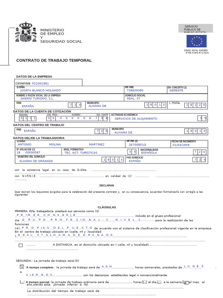 Contrato de Trabajo Temporal en España | PDF | Empleo | Desempleo