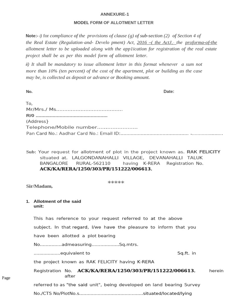 Allotment letter | PDF | Interest | Receipt