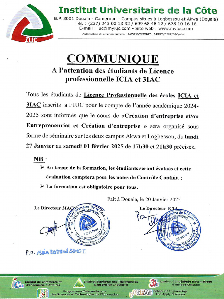 Communiqué Séminaire_Création D-Entreprise_LIPRO_ICIA Et 3IAC | PDF
