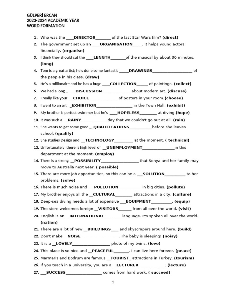 Word Formation CVP 1 | PDF