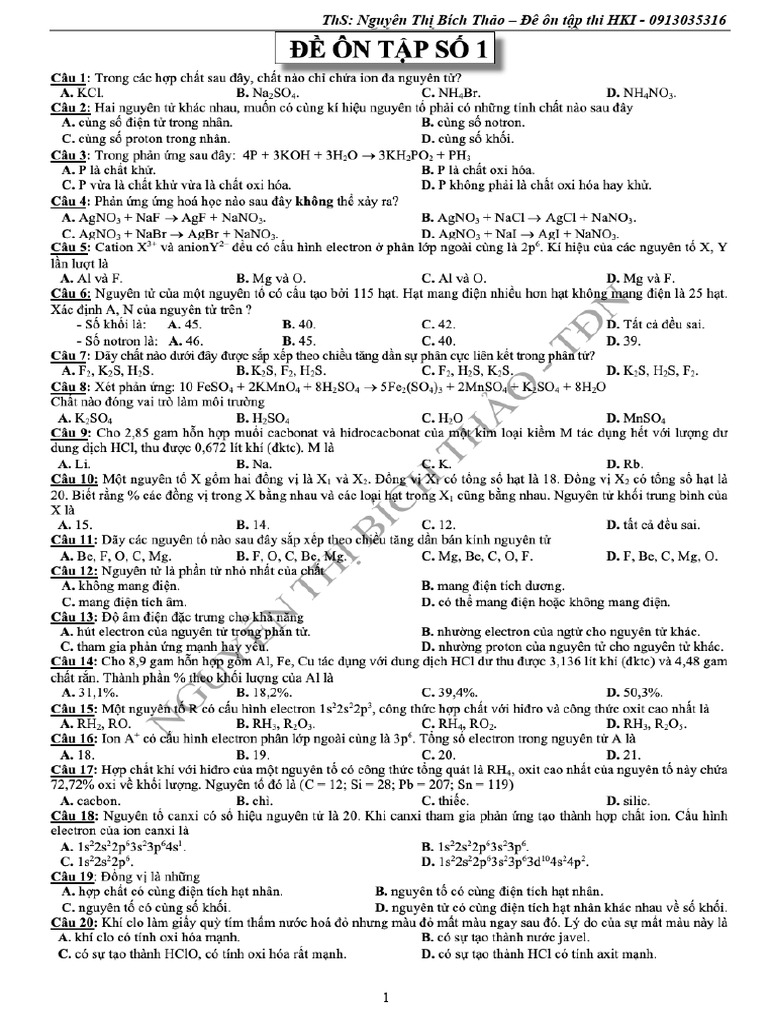 Đề TN ôn thi HKI 2021 | PDF