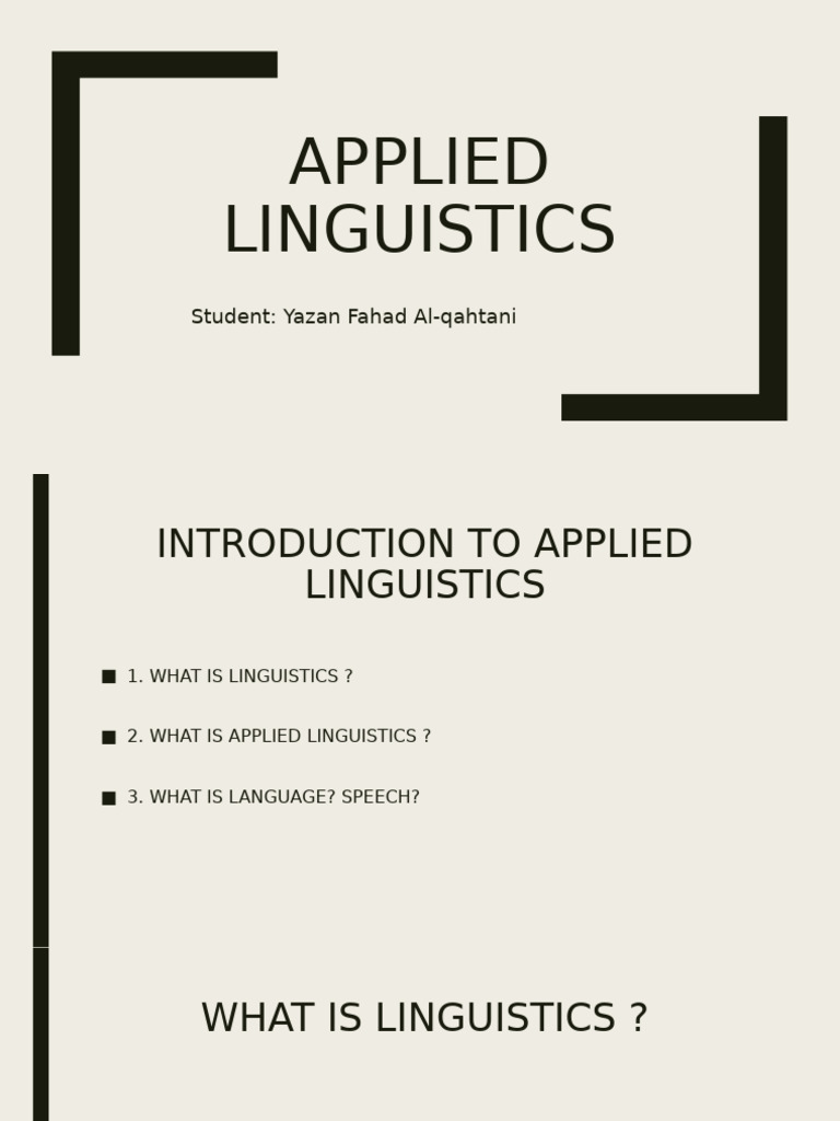 Applied Linguistics | PDF