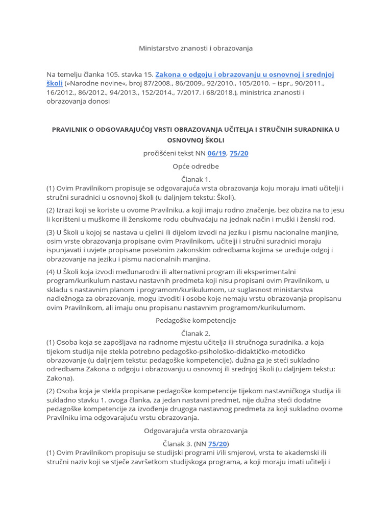 PRAVILNIK-O-STRUCNOJ-SPREMI-UCITELJA-U-OS | PDF