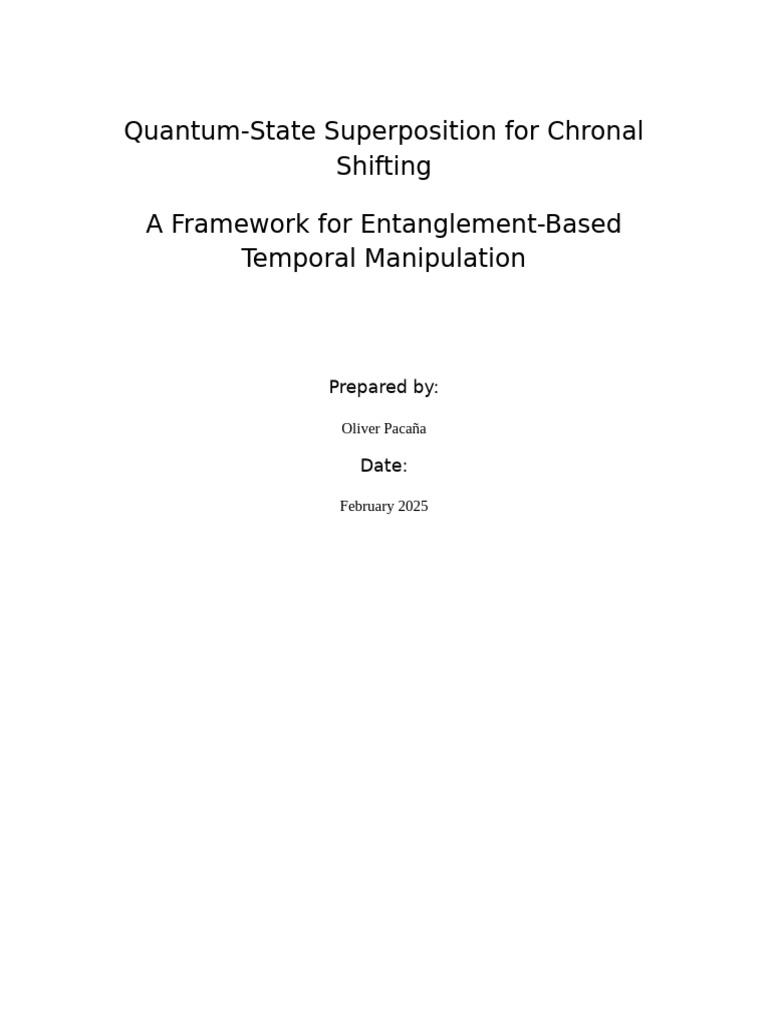 Quantum-State Superposition For Chronal Shifting | PDF | Quantum ...