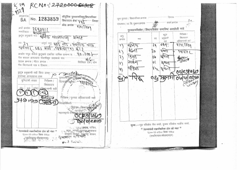 Ration Card Sunil Laltaram Mallah | PDF