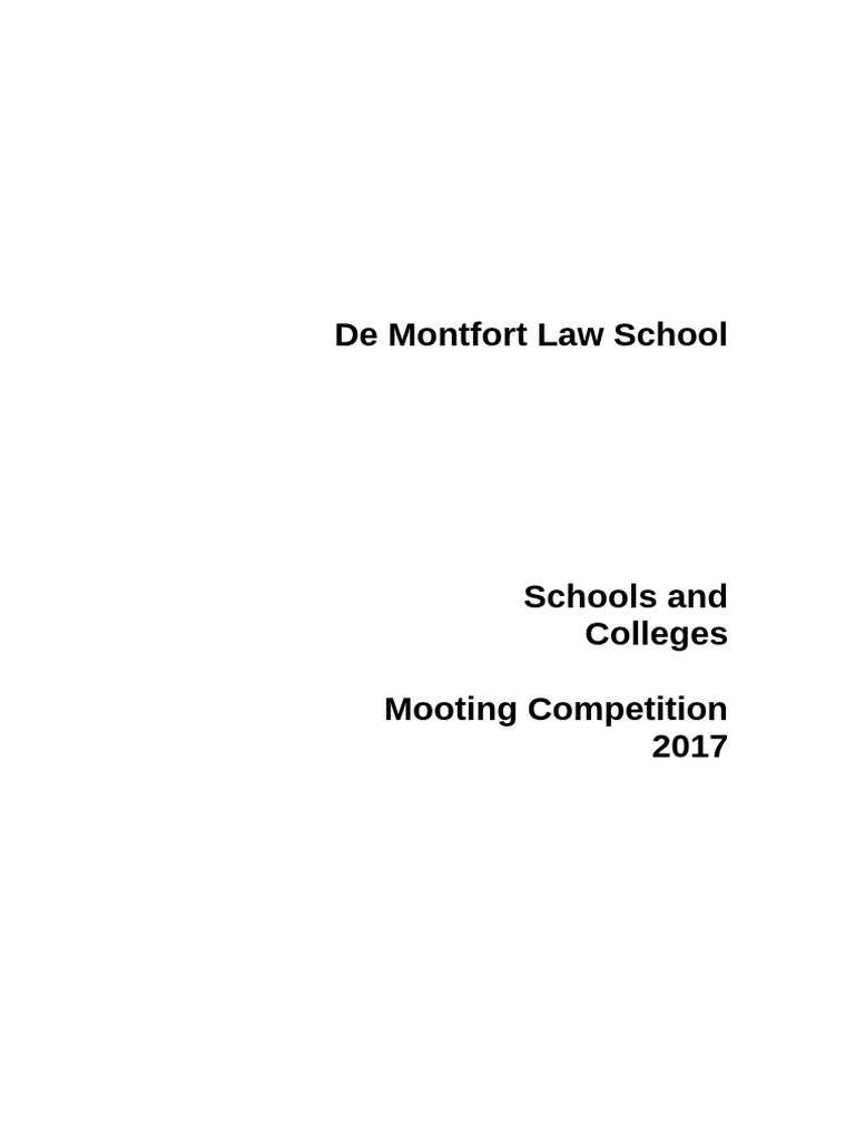 De Montfort Mooting Competition Guide | PDF | Misrepresentation | Legal ...