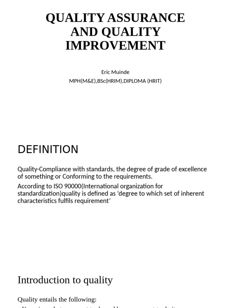 Quality Assurance and Quality Improvement | PDF | Medical Record ...