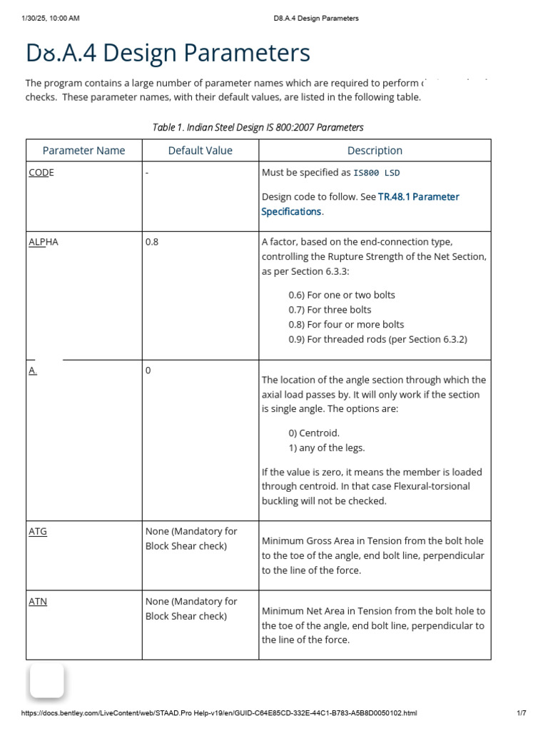 XTD Steel Structure Design Parameters | PDF | Beam (Structure) | Buckling