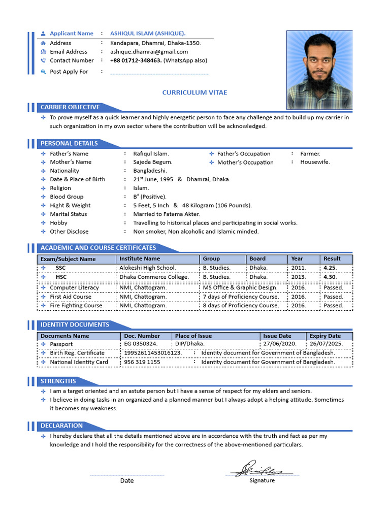 Ashique Short CV | PDF