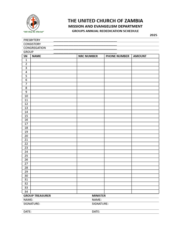 2025 Church Group Rededication Schedule | PDF