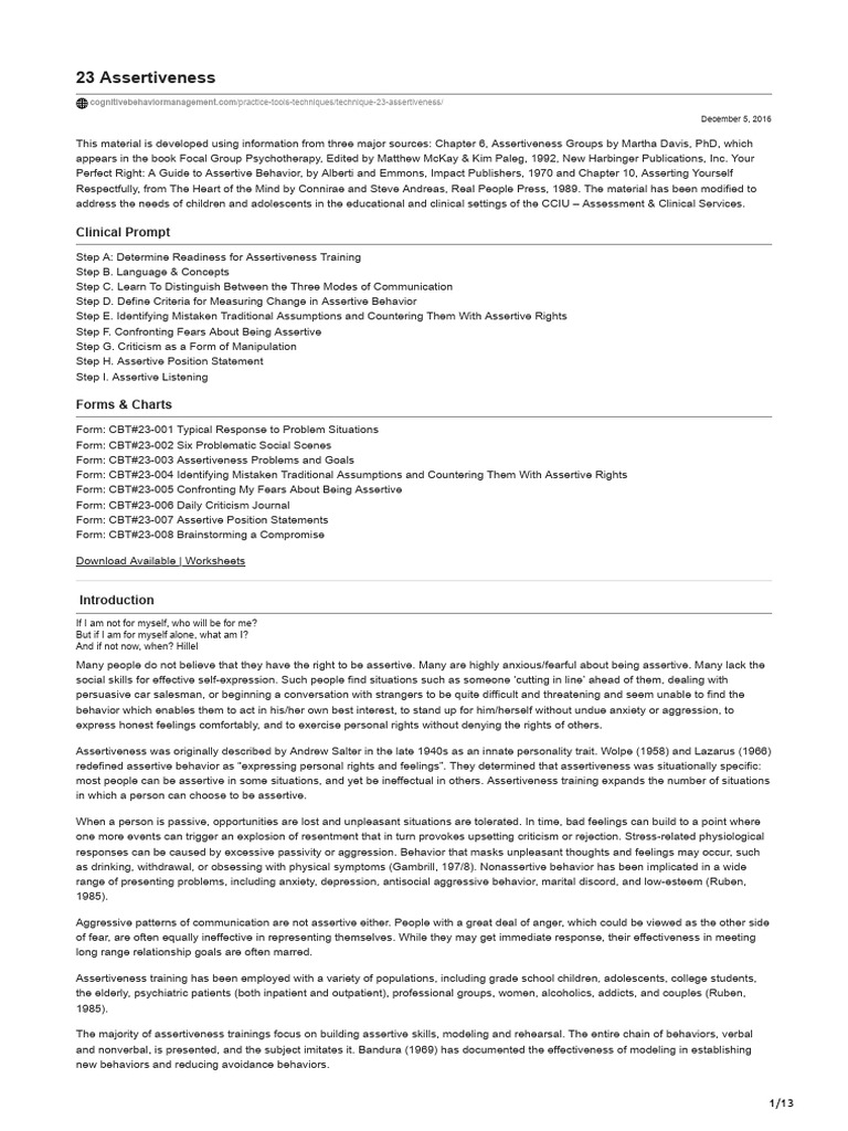 23 Assertiveness | PDF | Anger | Communication