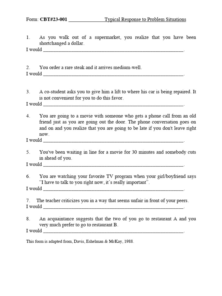 Technique-23-Assertiveness-CBT-Worksheets | PDF