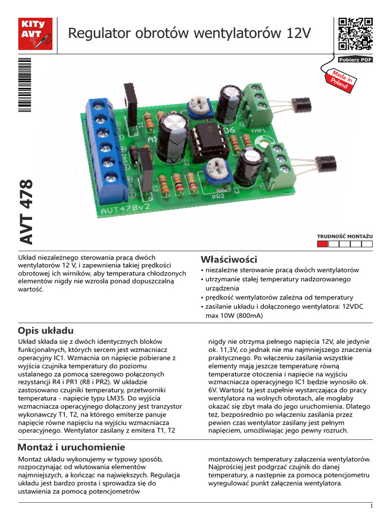 PC Fan Speed Controller, Soldered AVT478 | PDF