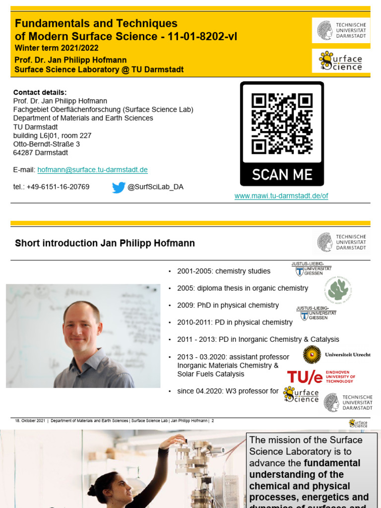 Modern Surface Science Techniques Overview | PDF | Surface Science ...