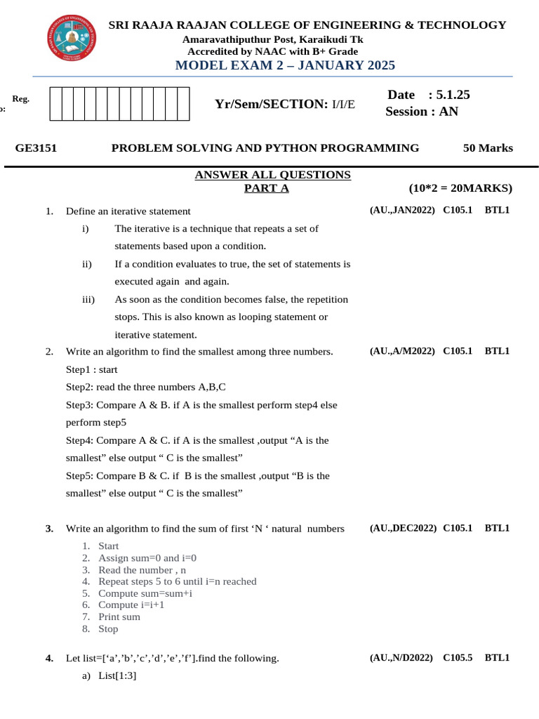 model2-PYTHON-key | PDF | Software Development | Computer Science