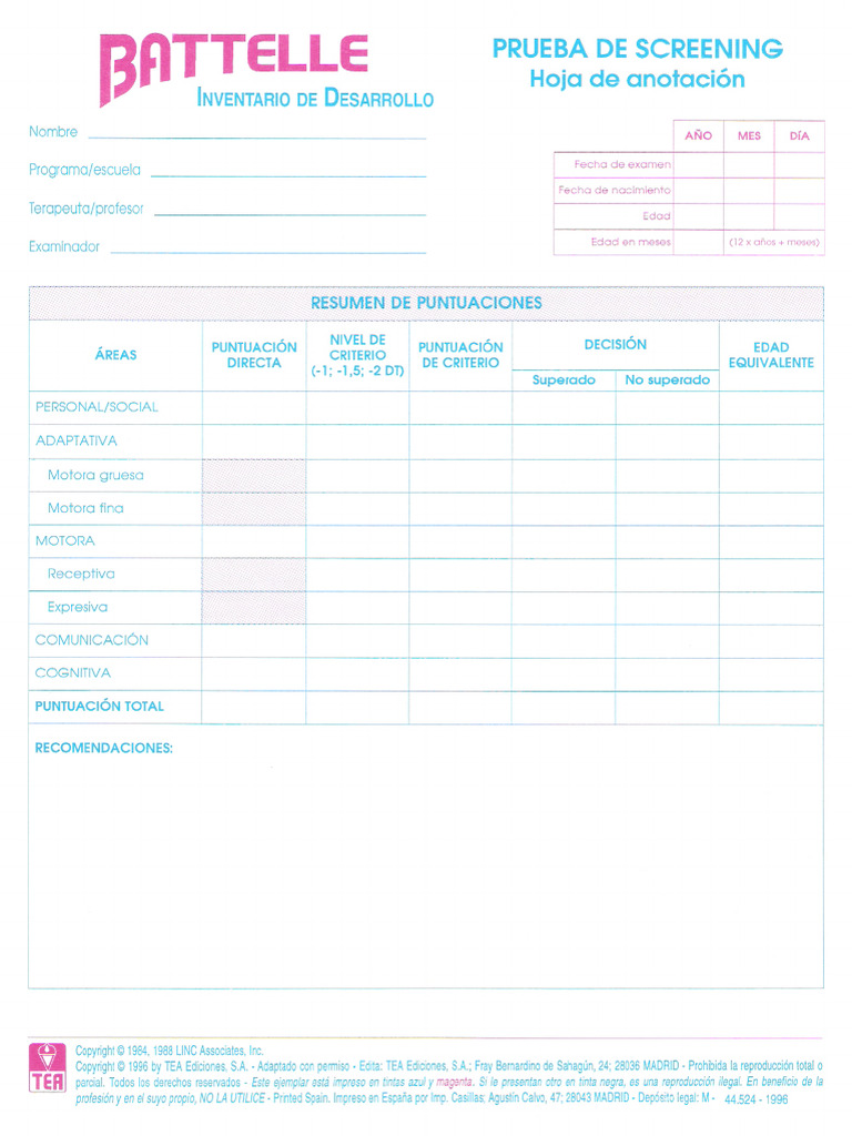 Battelle Screening | PDF