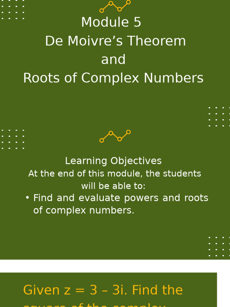 Module 5 - DE MOIVRE'S THEOREM | PDF
