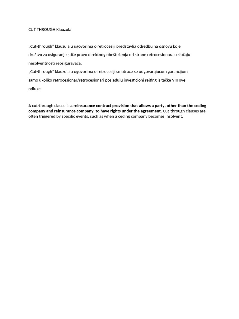 Cut Through Klauzula | PDF