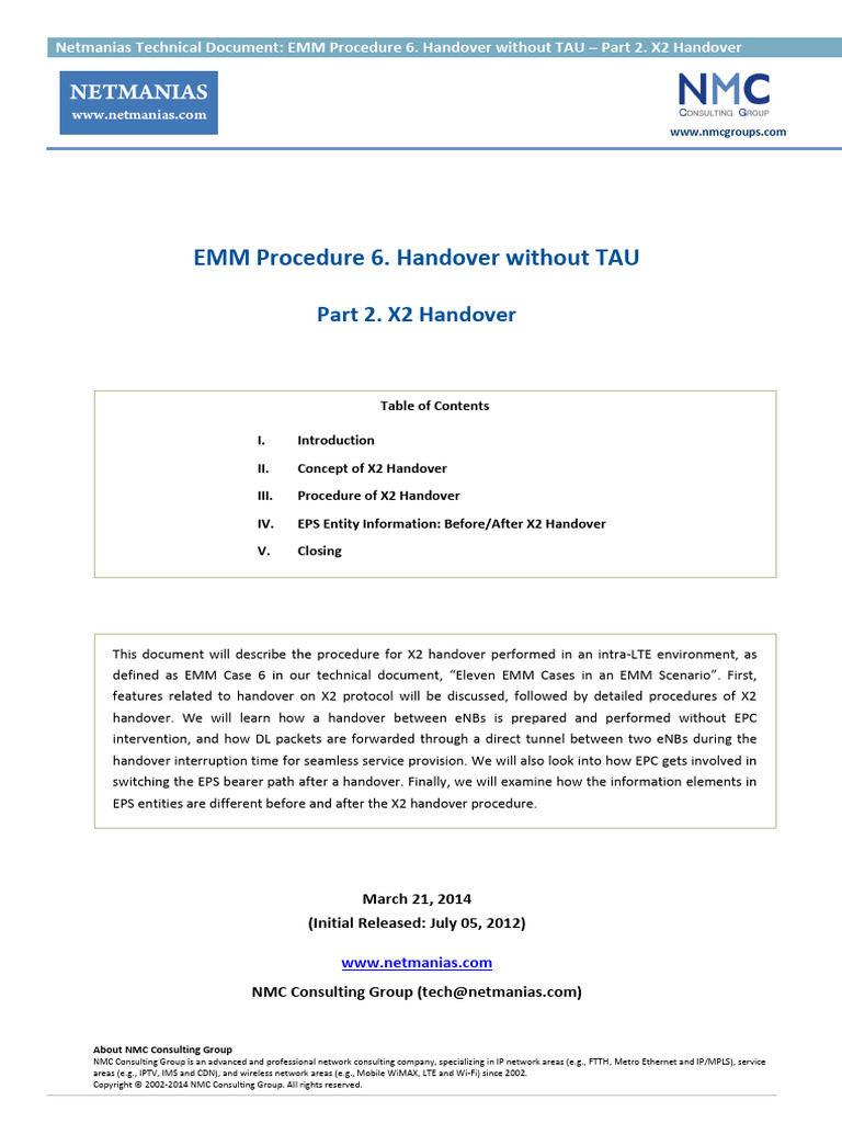 EMM Procedure - 6. Handover Without TAU (Part 2) (En) | PDF ...