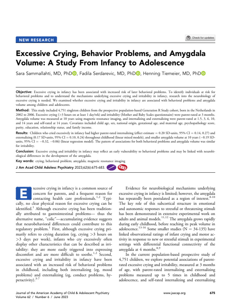 Excessive Crying and Amygdala Volume Study | PDF | Infants | Amygdala