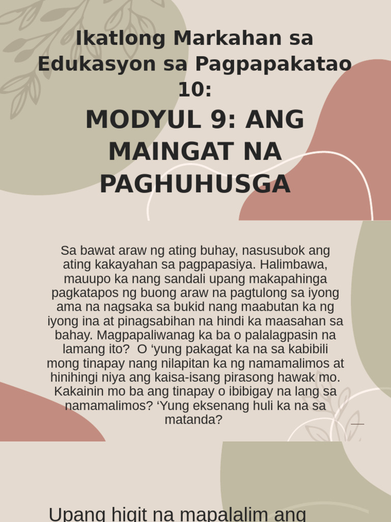 Maingat Na Paghuhusga MD9 | PDF