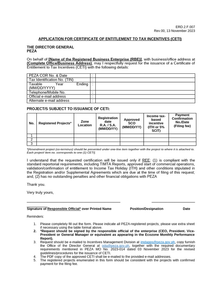 Erd.2.f.007 Application For Ceti | PDF | Payments | Government Finances