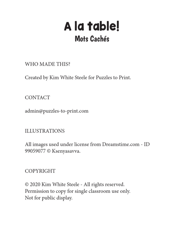 French Dining Word Search | PDF