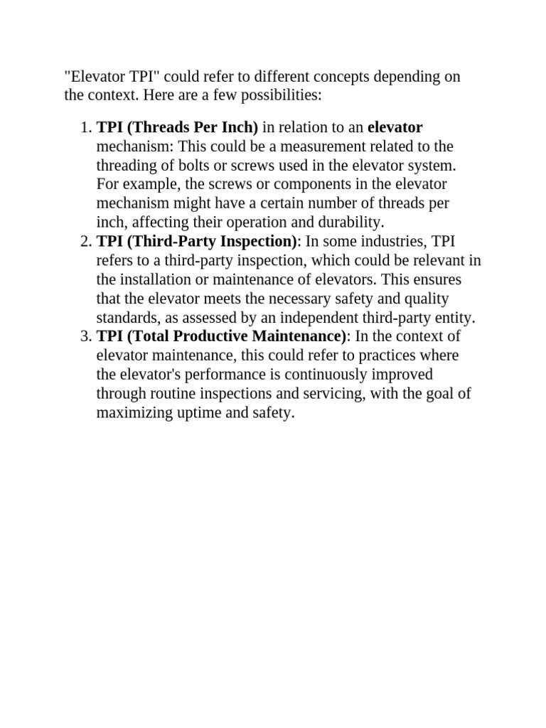 3. Elevator TPI | PDF