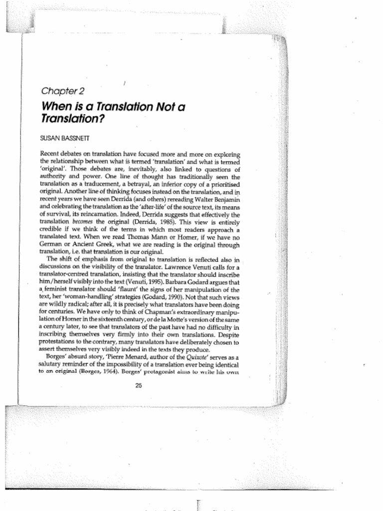Susan Bassnett, Chapter 2, When Is A Translation Not A Translation | PDF