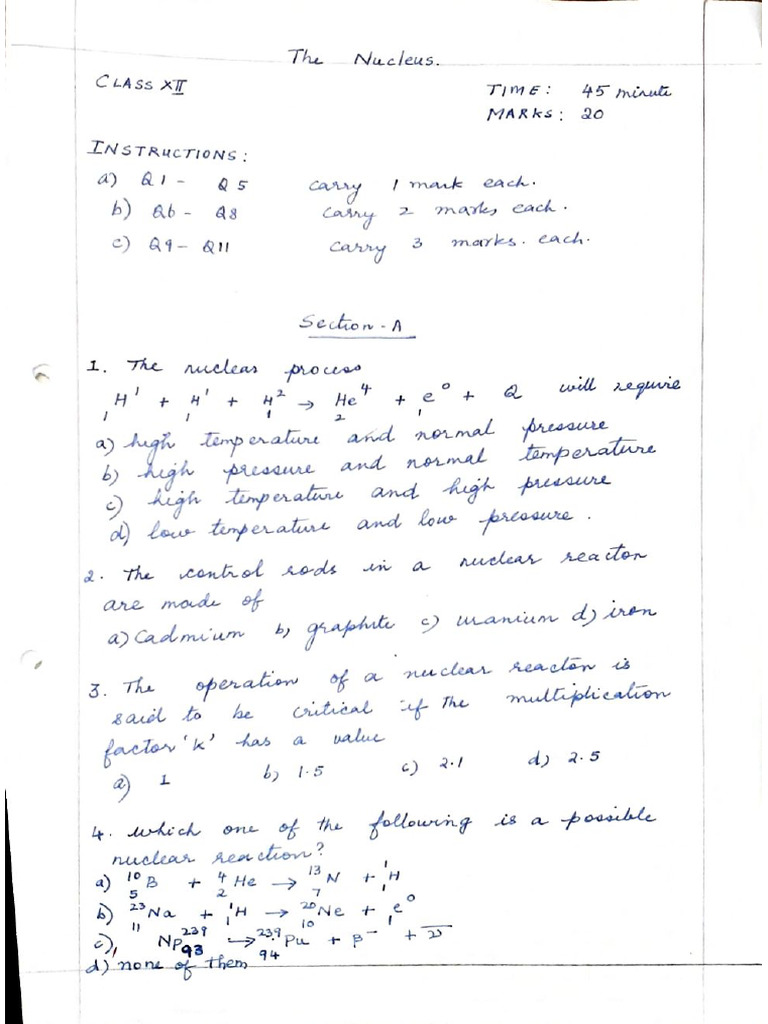 Xii Nucleus Test Pdf