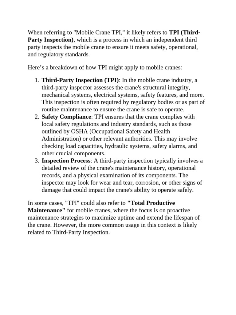 1. Mobile crane TPI | PDF