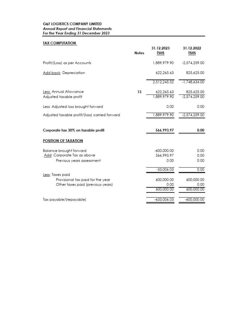 Tax Computation | PDF