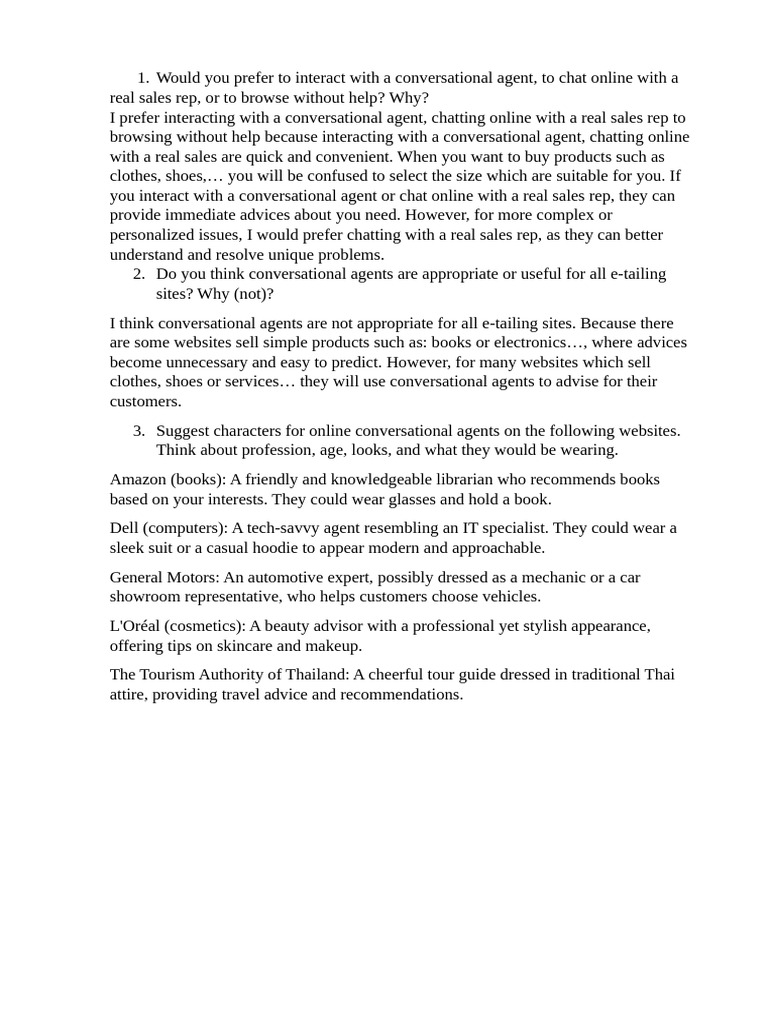 Conversational Agents in E-Tailing | PDF