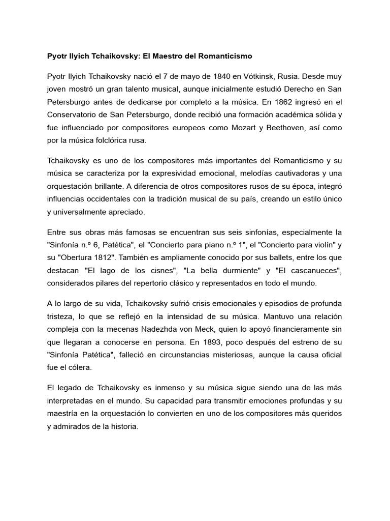 Pyotr Ilyich Tchaikovsky | PDF