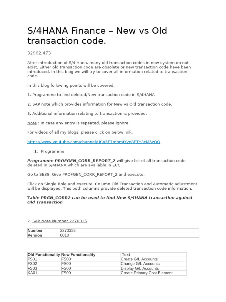 S/4HANA Transaction Code Changes | PDF | Business Economics | Business