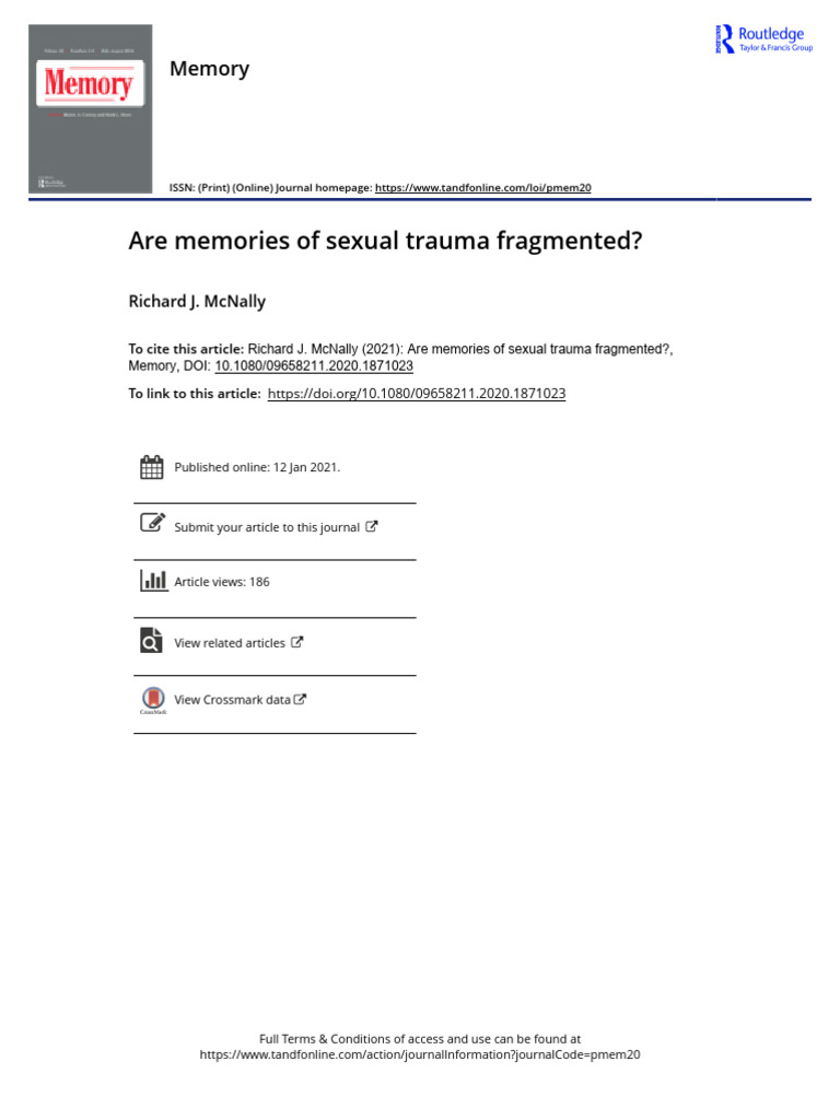 Mcnally2021 Are Memories of Sexual Trauma Fragmented | PDF | Psychological Trauma | Memory