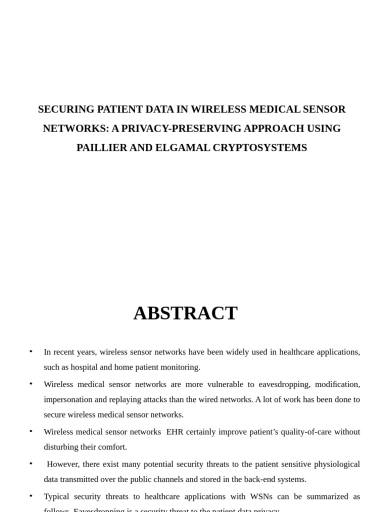 Basic PPT - Securing Patient Data in Wireless Medical Sensor Networks | PDF | Wireless Sensor ...