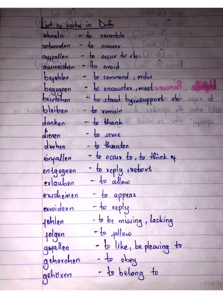 List of Verbs in Dativ | PDF